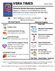 CALENDAR - Victoria Stroke Recovery Association